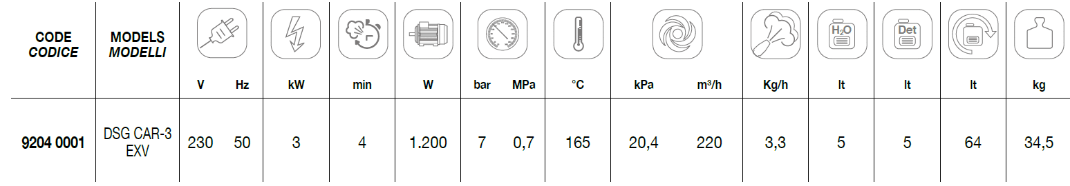 שקד את סלום בע''מ | DSG CAR-3 EXV מכשיר קיטור חשמלי לניקוי וחיטוי רכב וכללי, תוצרת COMET איטליה ...